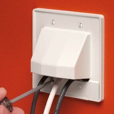 Arlington Reversible 2-Piece Cable Access Wallplate, 2-Gang